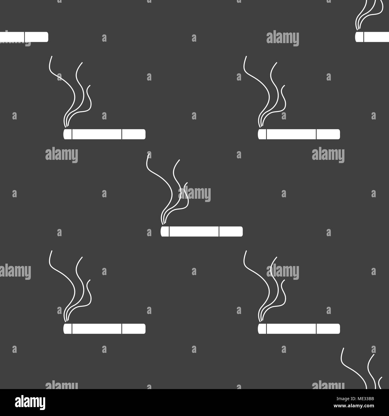 Smoking sign. cigarette flat design. Seamless gray pattern. Vector ...