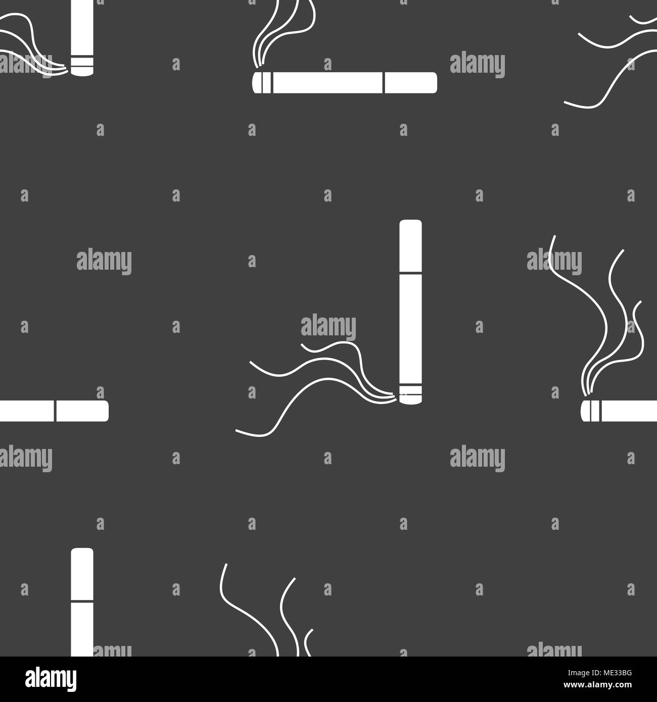 Smoking sign. cigarette flat design. Seamless gray pattern. Vector ...