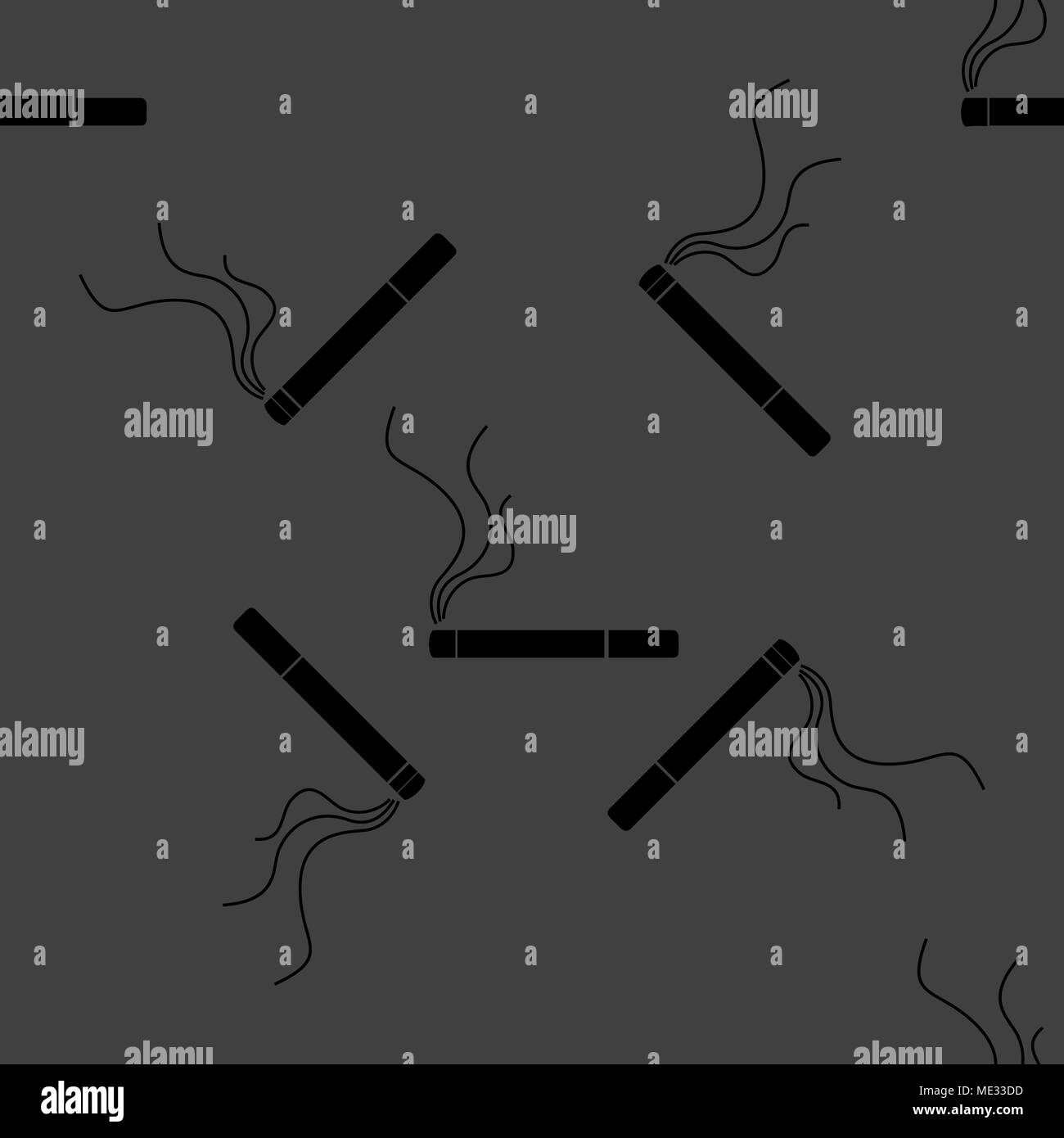 Smoking sign. cigarette flat design. Seamless gray pattern. Vector ...