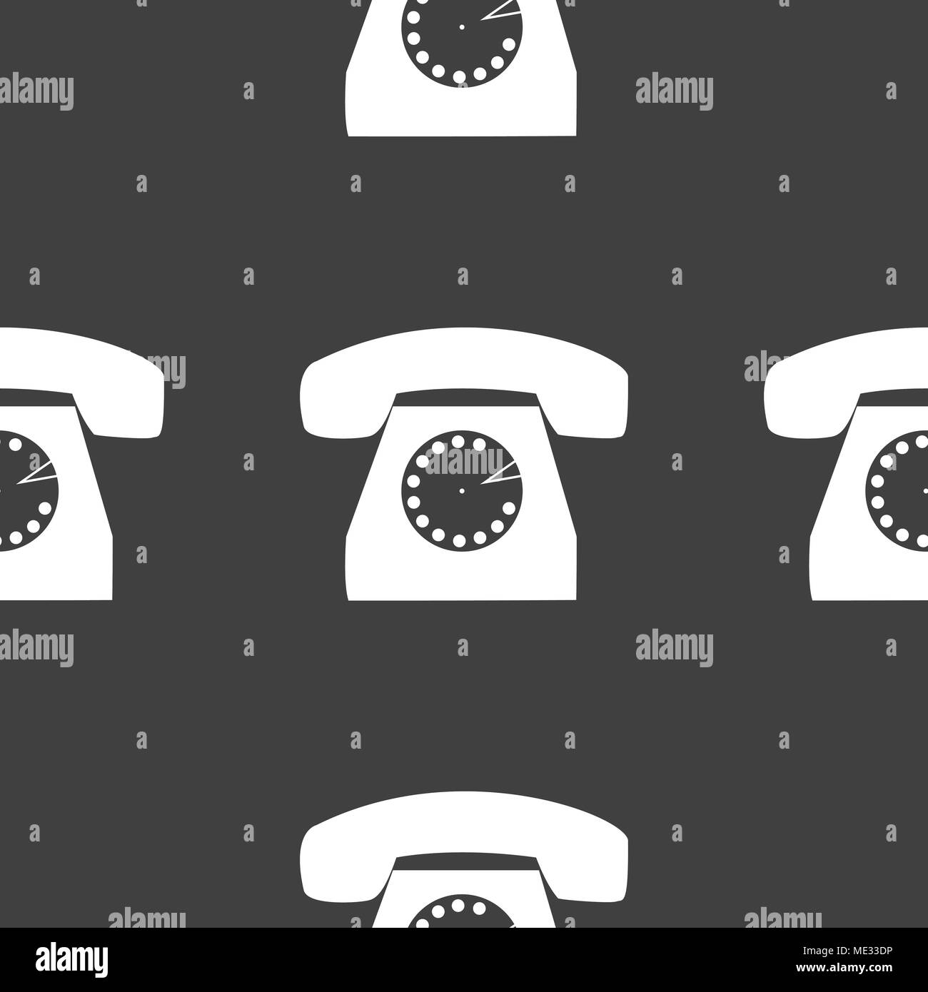 Retro telephone web icon.flat design. Seamless gray pattern. Vector ...