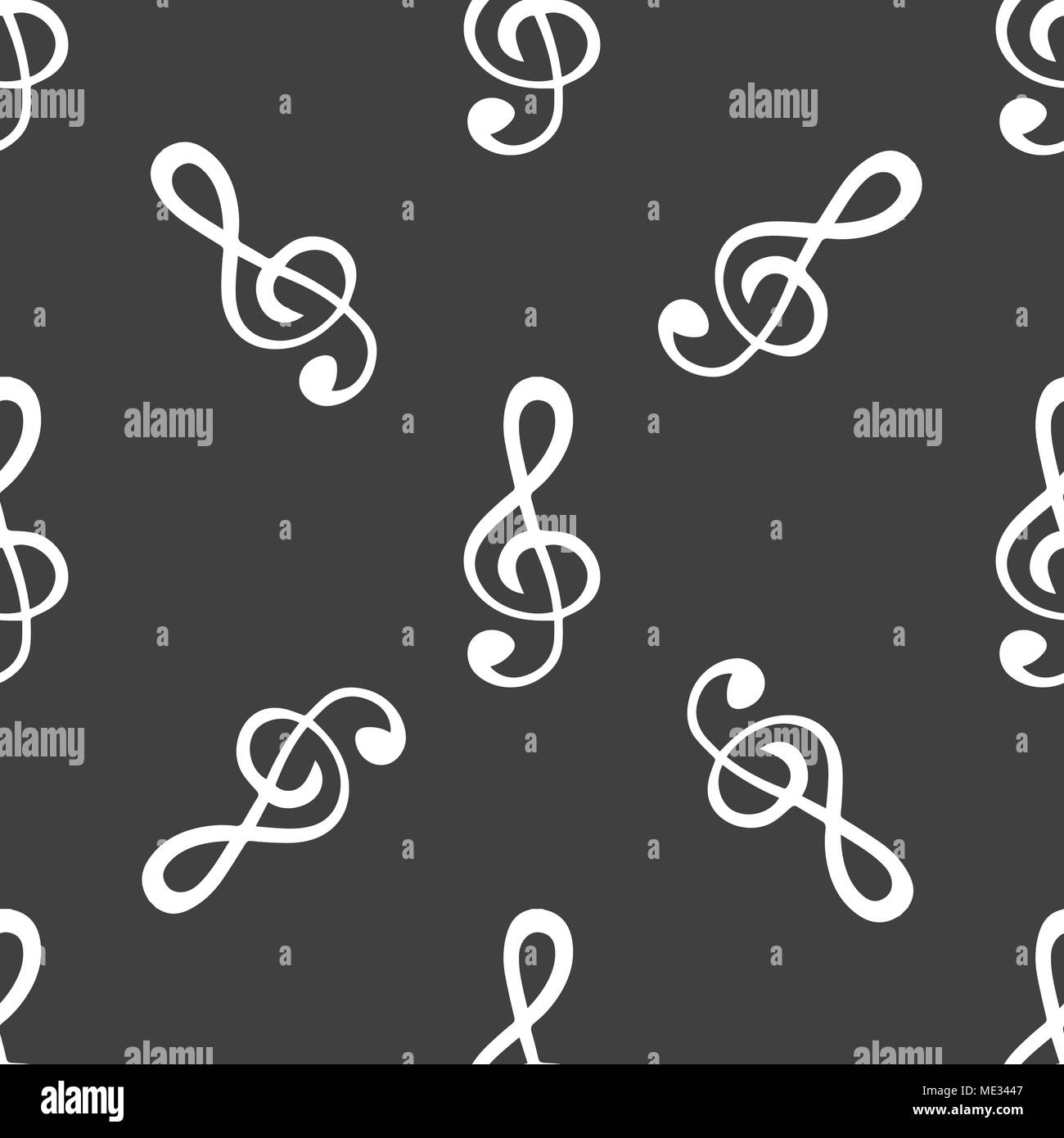 Music elements notes web icon. flat design. Seamless gray pattern ...