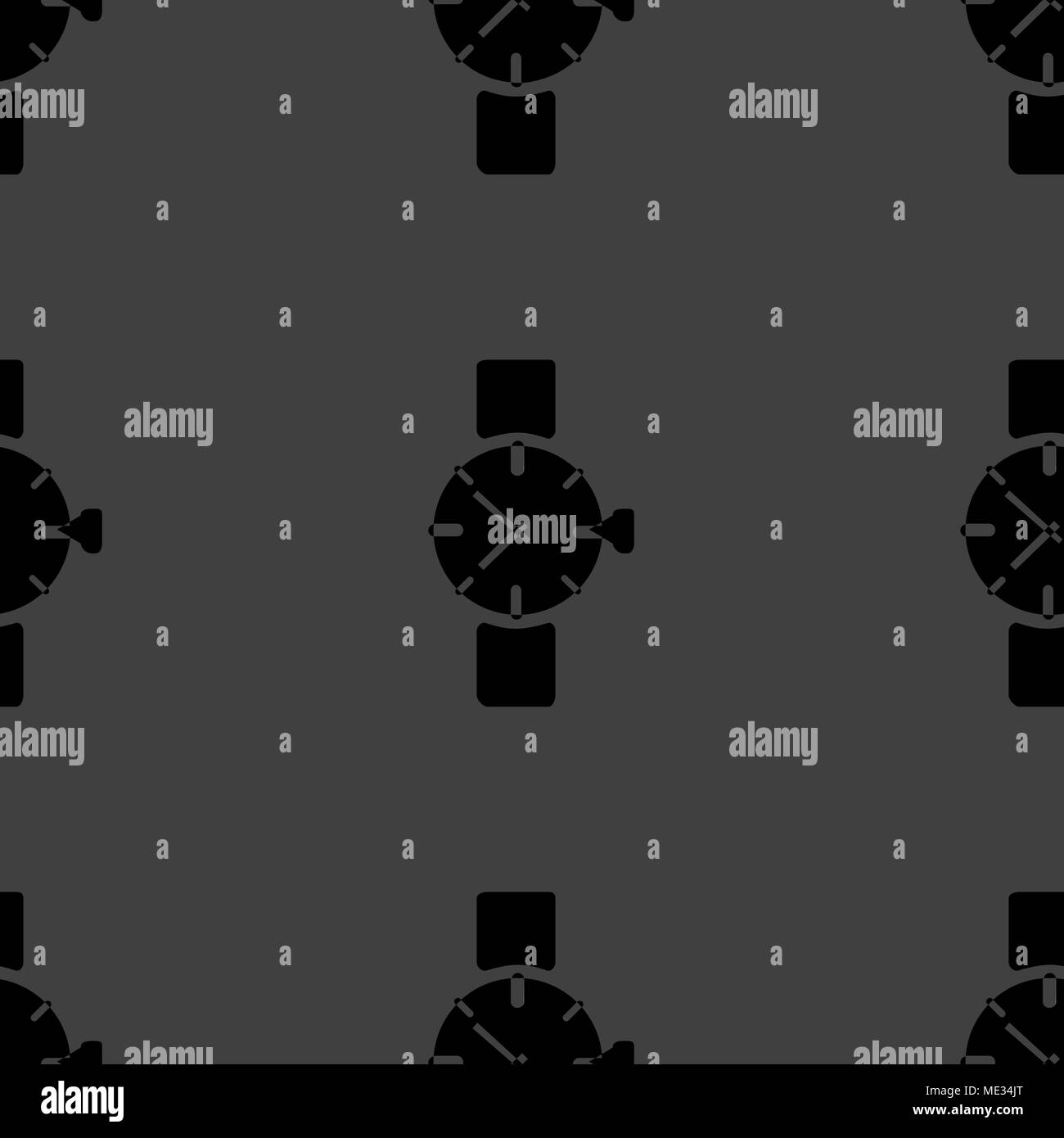 Watch,clock web icon flat design. Seamless gray pattern. Vector EPS10 ...