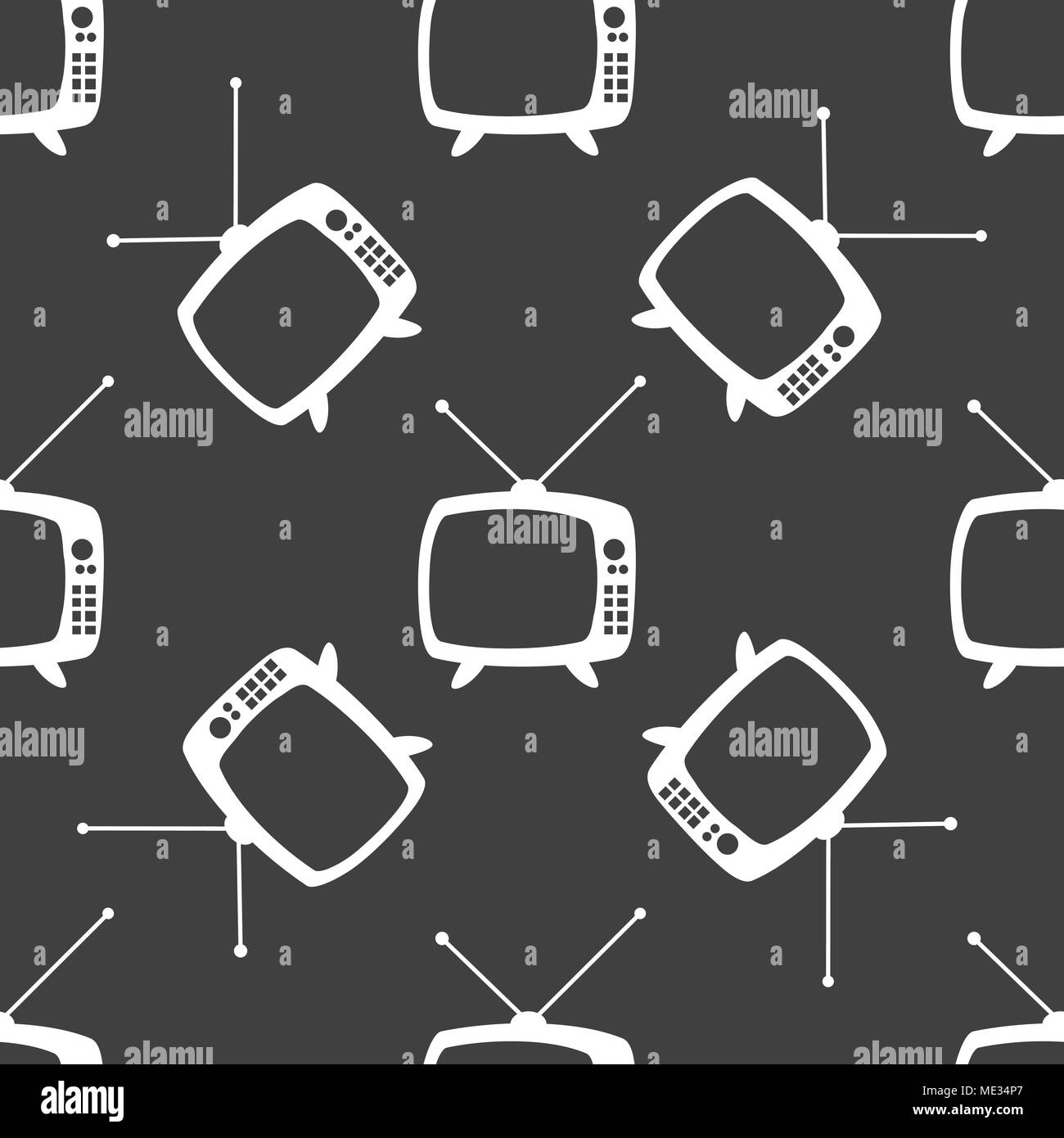 Cartoon illustration retro television set Black and White Stock Photos ...