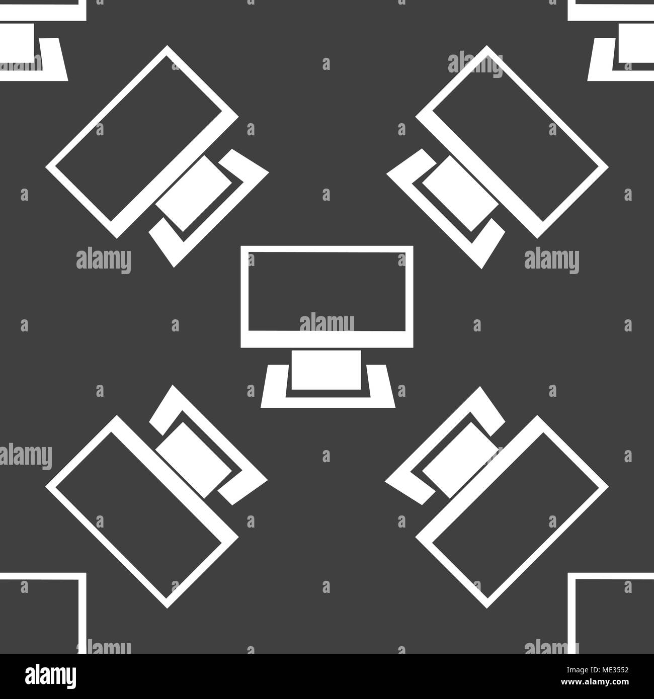 Computer web icon. flat design. Seamless gray pattern. Vector EPS10 ...