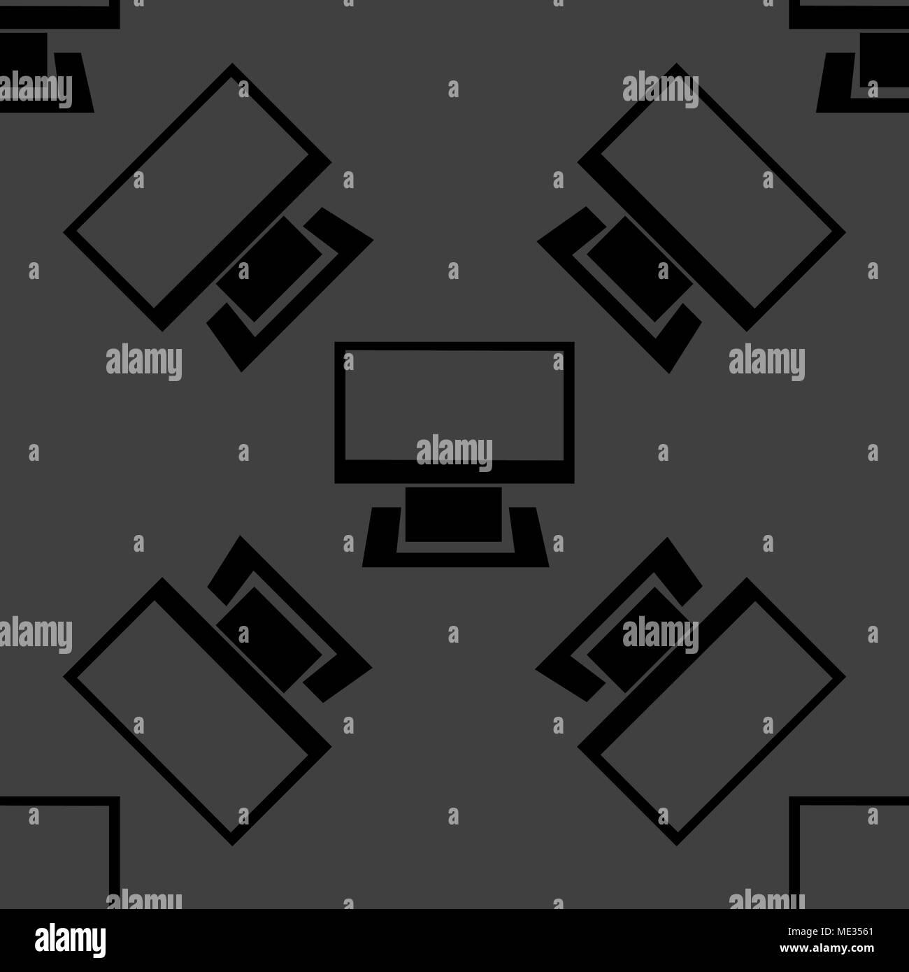 Computer web icon. flat design. Seamless gray pattern. Vector EPS10 ...