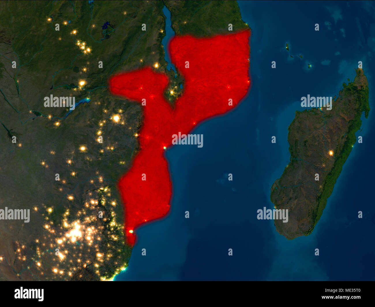 Highlighted satellite image of mozambique hi-res stock photography and ...