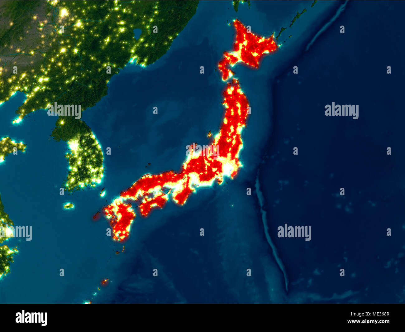 Japan At Night Nasa