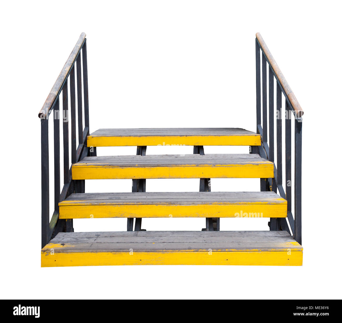 yellow wood ladder isolated white use for multipurpose Stock Photo - Alamy