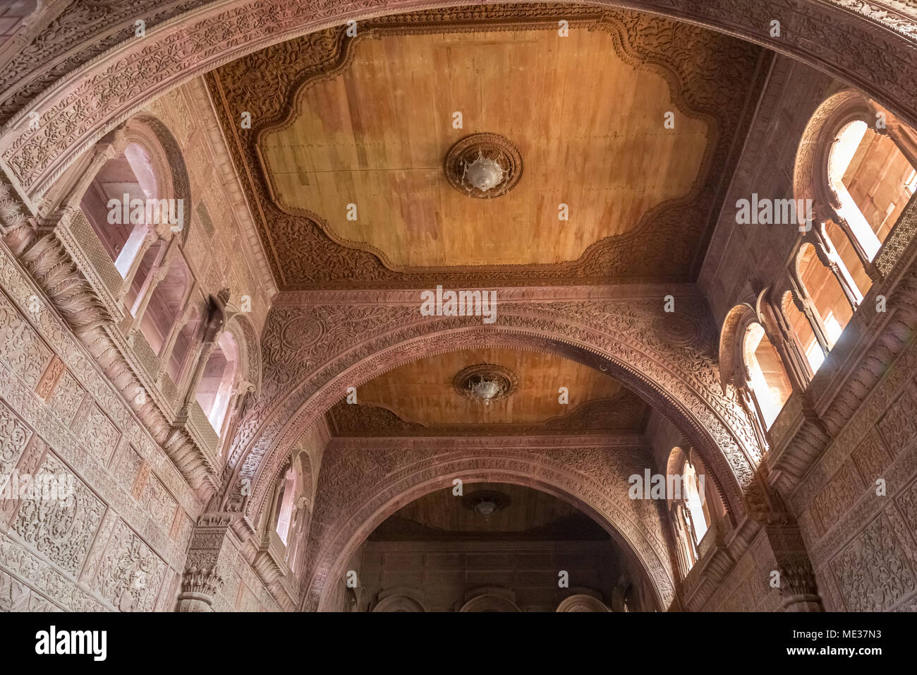 Junagarh Fort Bikaner Rjasthan India - View of interior architecture of ...