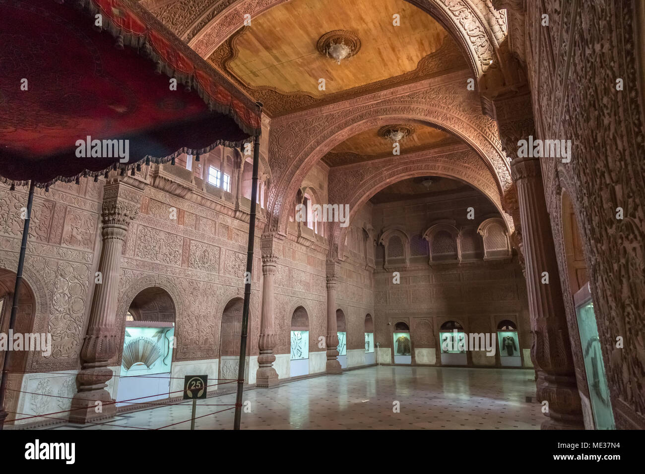 Junagarh Fort Bikaner Rjasthan India - View of interior architecture of ...