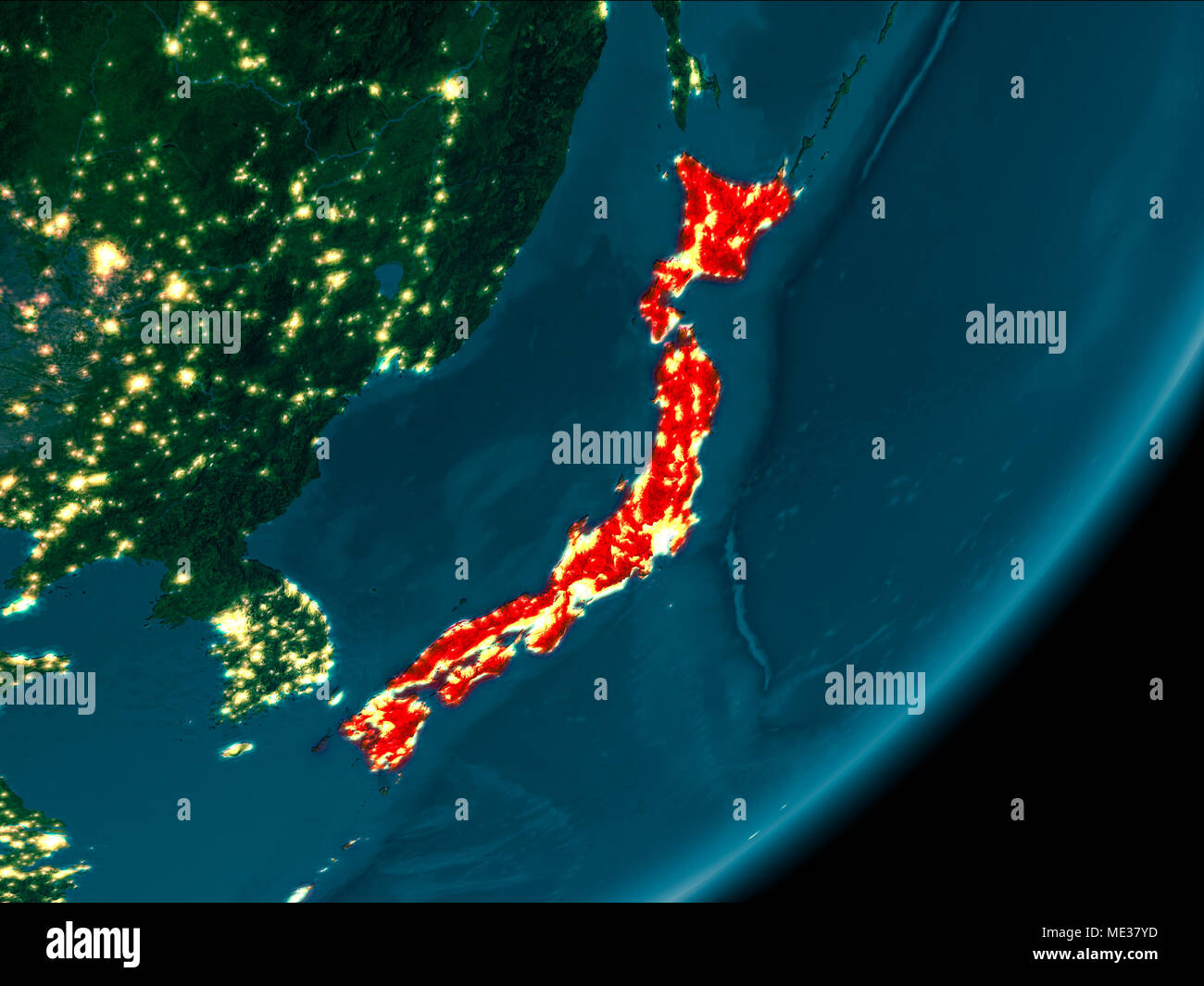 Satellite image japan night satellite hi-res stock photography and ...