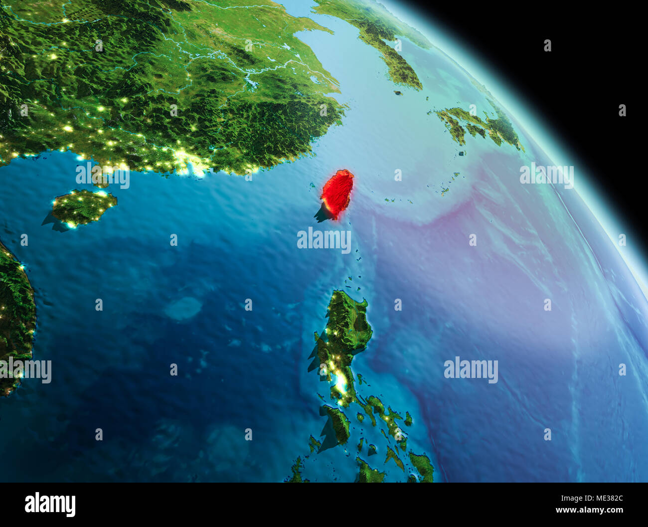 Taiwan satellite map hi-res stock photography and images - Alamy