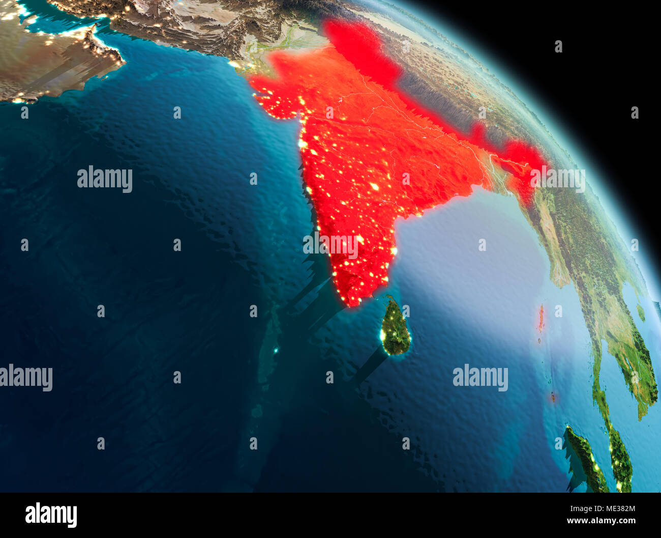 India highlighted on world map hi-res stock photography and images - Alamy