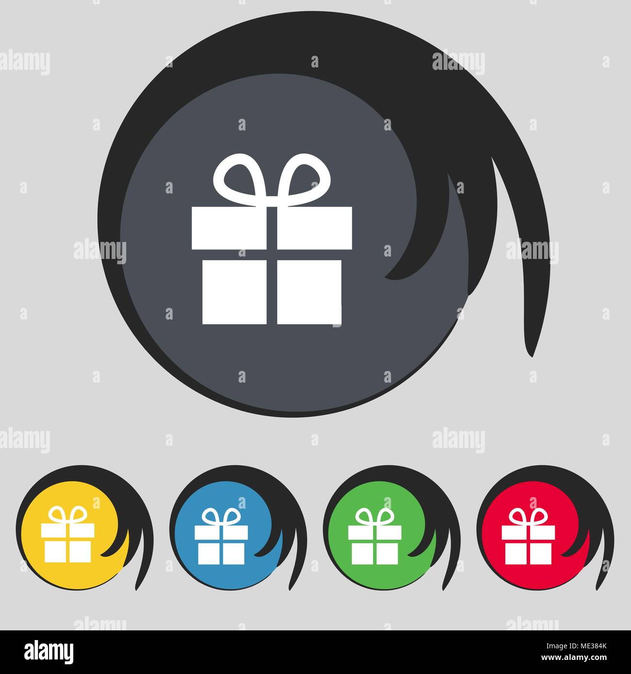 Gift box icon sign. Symbol on five colored buttons. Vector illustration ...