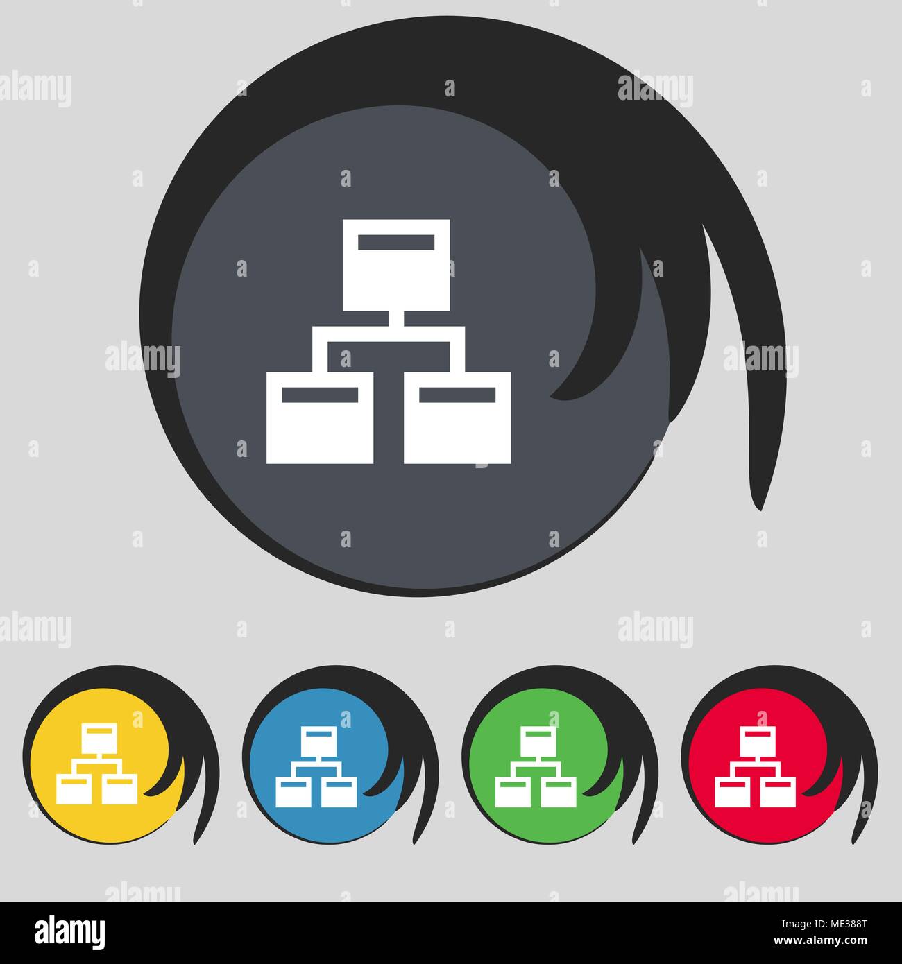 Local Network icon sign. Symbol on five colored buttons. Vector ...
