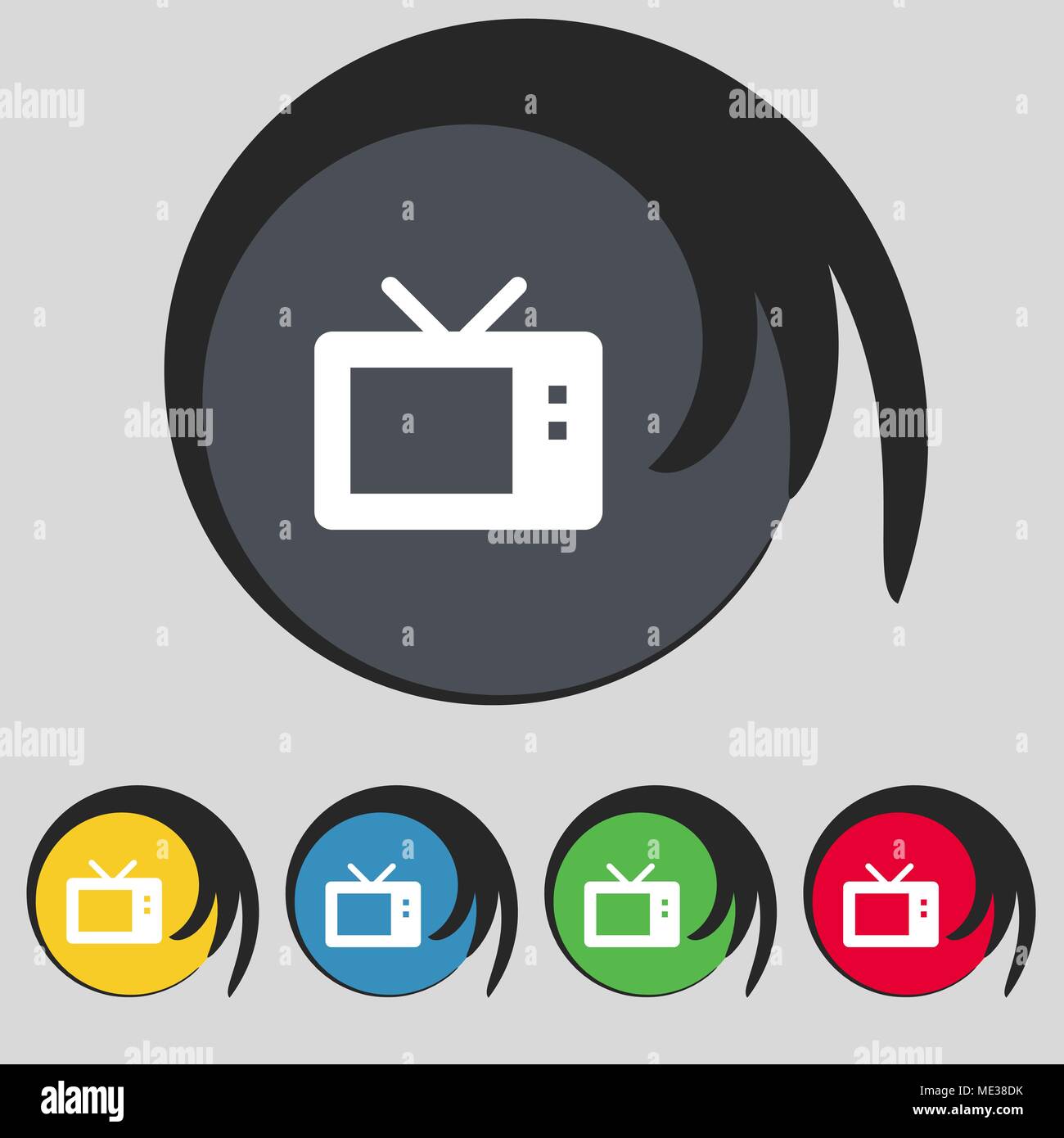 Retro TV mode icon sign. Symbol on five colored buttons. Vector ...