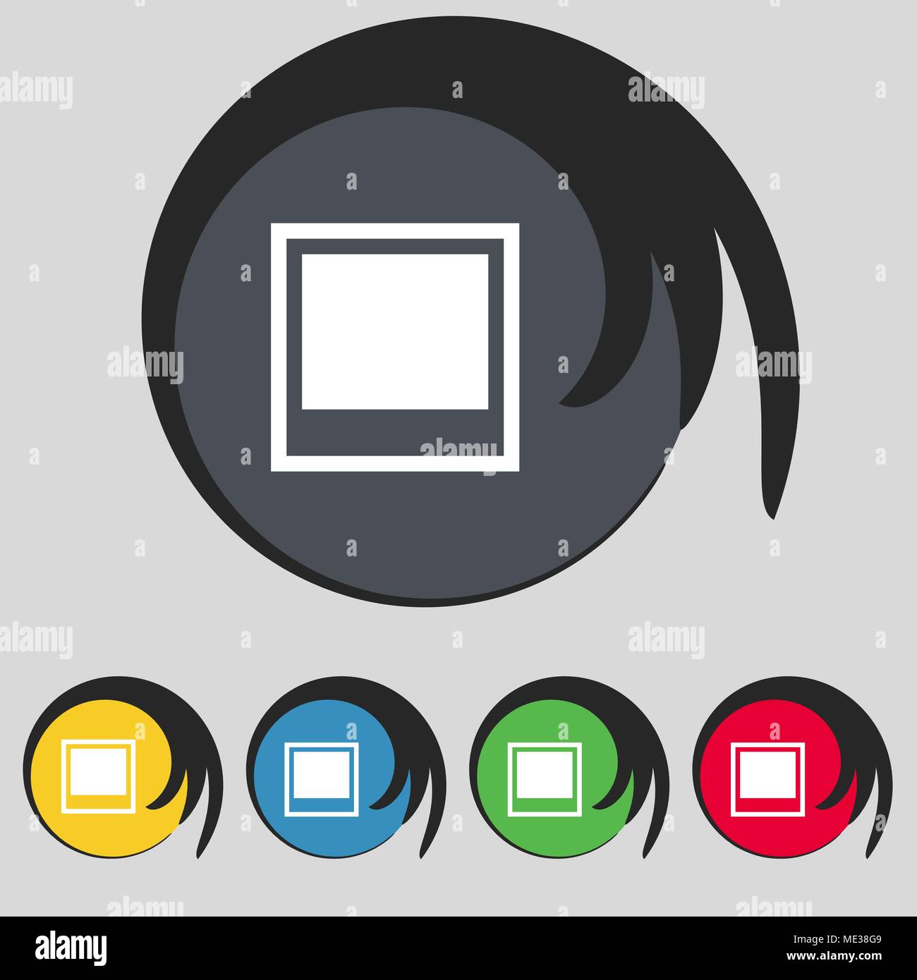 Photo frame template icon sign. Symbol on five colored buttons. Vector ...