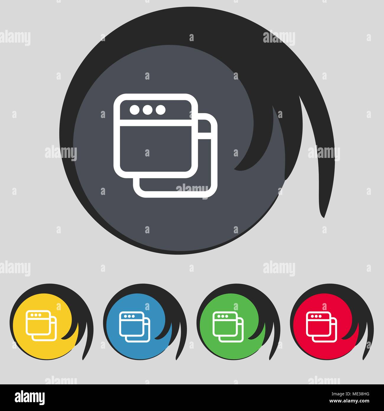 Simple Browser window icon sign. Symbol on five colored buttons. Vector ...