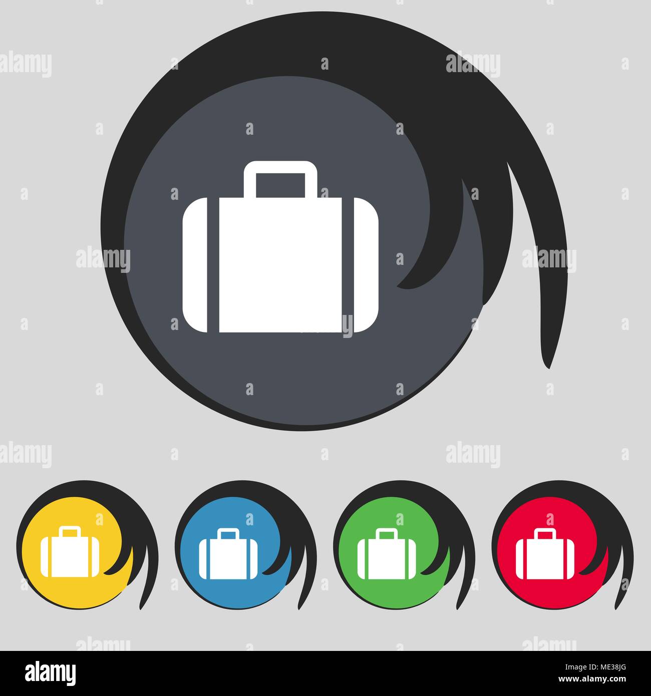 Suitcase icon sign. Symbol on five colored buttons. Vector illustration ...