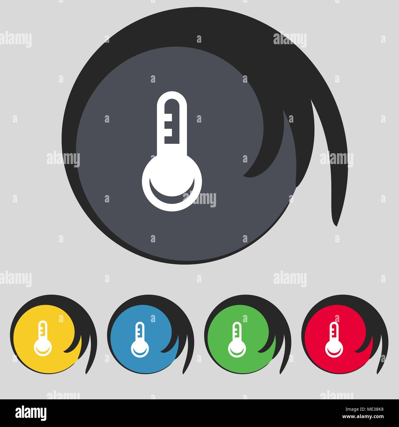 Thermometer, Temperature icon sign. Symbol on five colored buttons ...