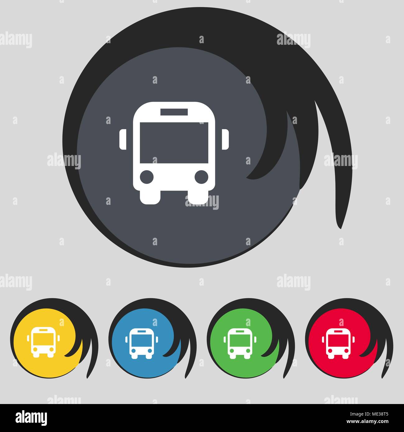 Bus icon sign. Symbol on five colored buttons. Vector illustration ...