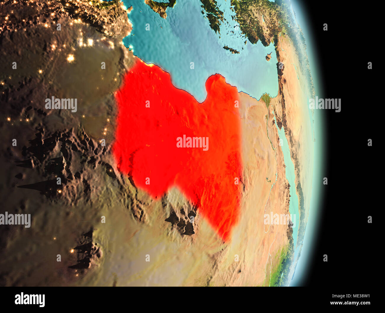 Highlighted satellite image of libya hi-res stock photography and ...