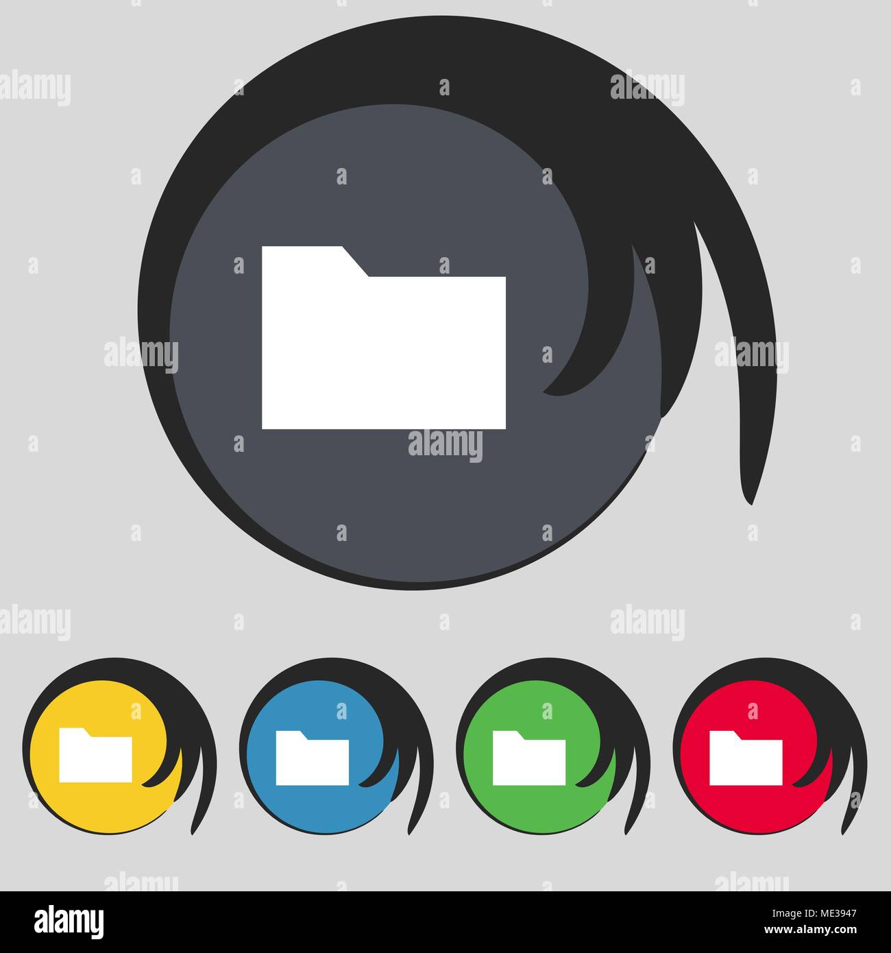 Document folder icon sign. Symbol on five colored buttons. Vector ...