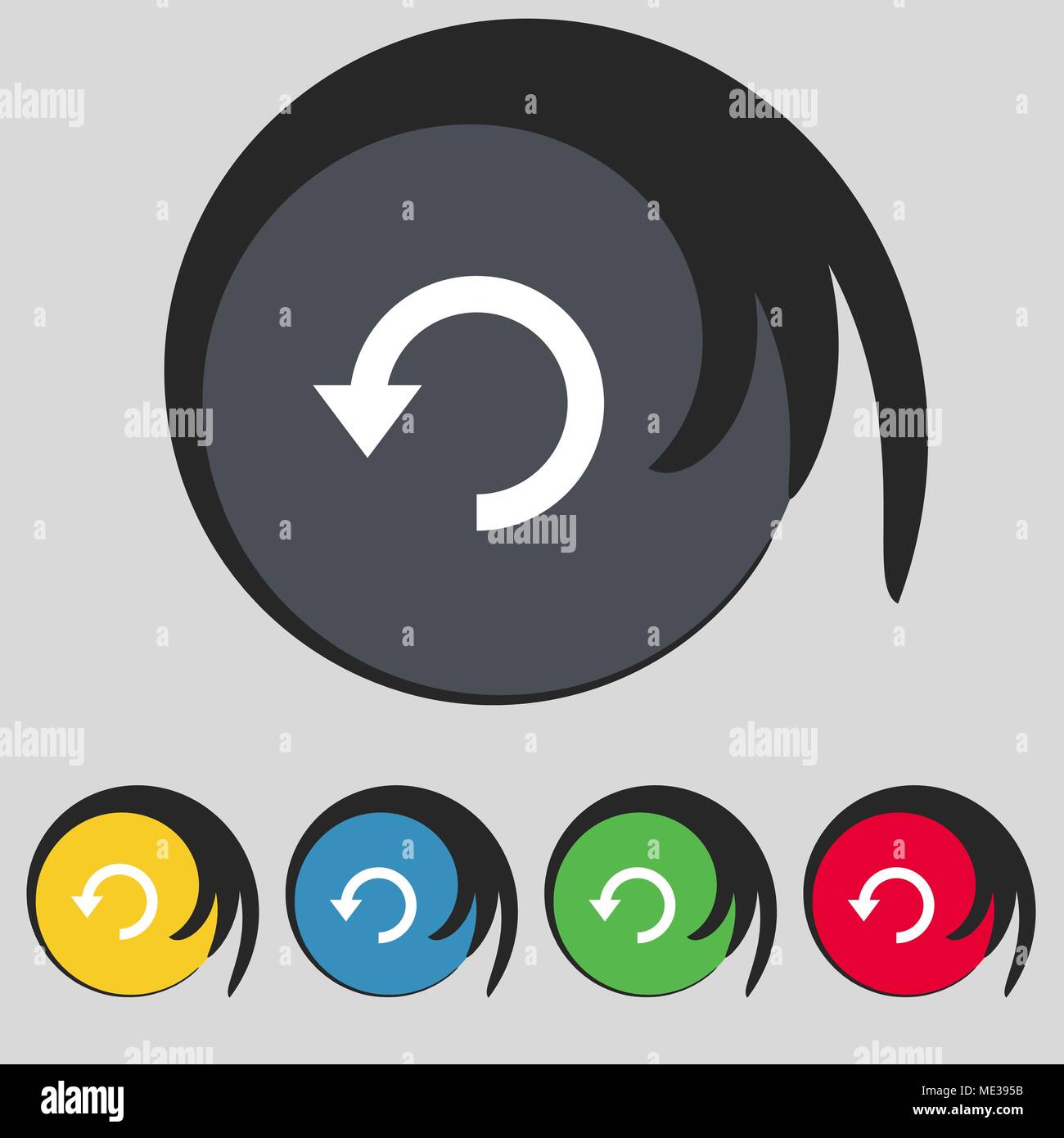 Upgrade, arrow, update icon sign. Symbol on five colored buttons ...