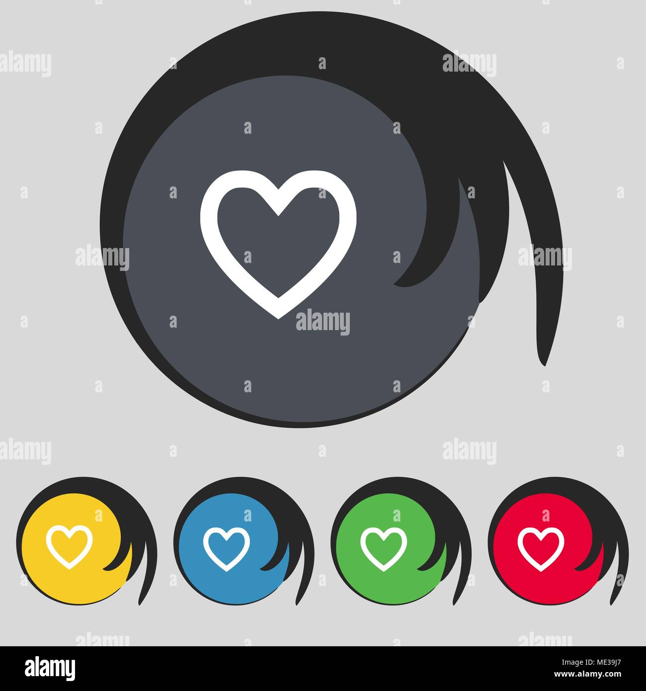Medical heart, Love icon sign. Symbol on five colored buttons. Vector ...