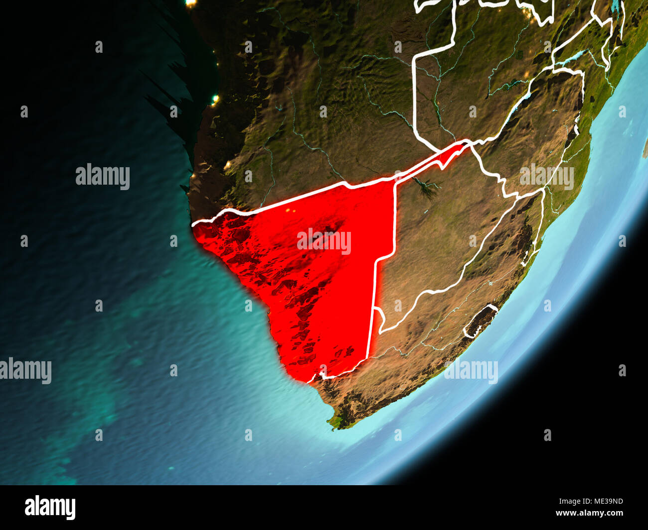 Namibia map borders cities hi-res stock photography and images - Alamy