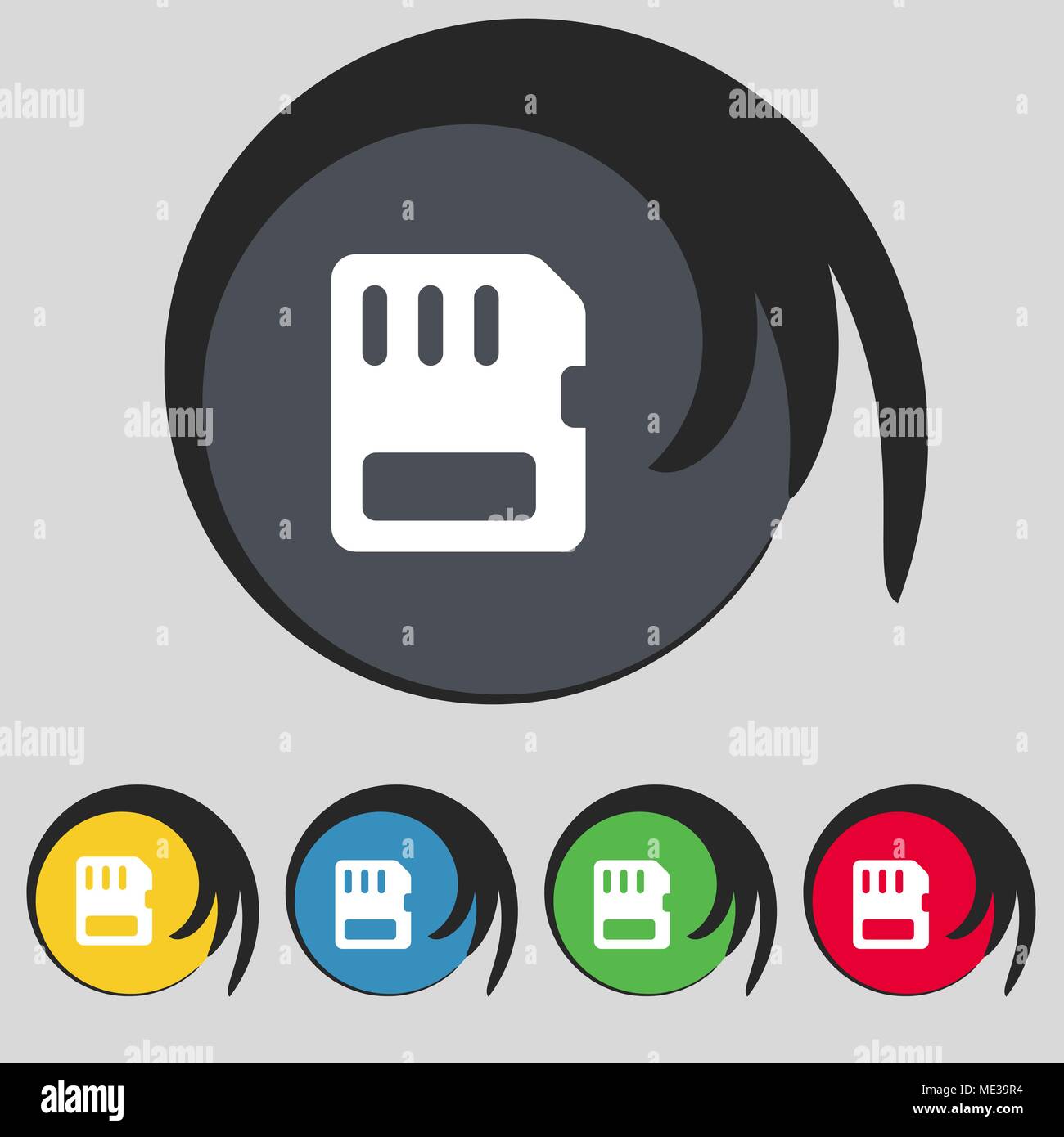 compact memory card icon sign. Symbol on five colored buttons. Vector illustration Stock Vector ...