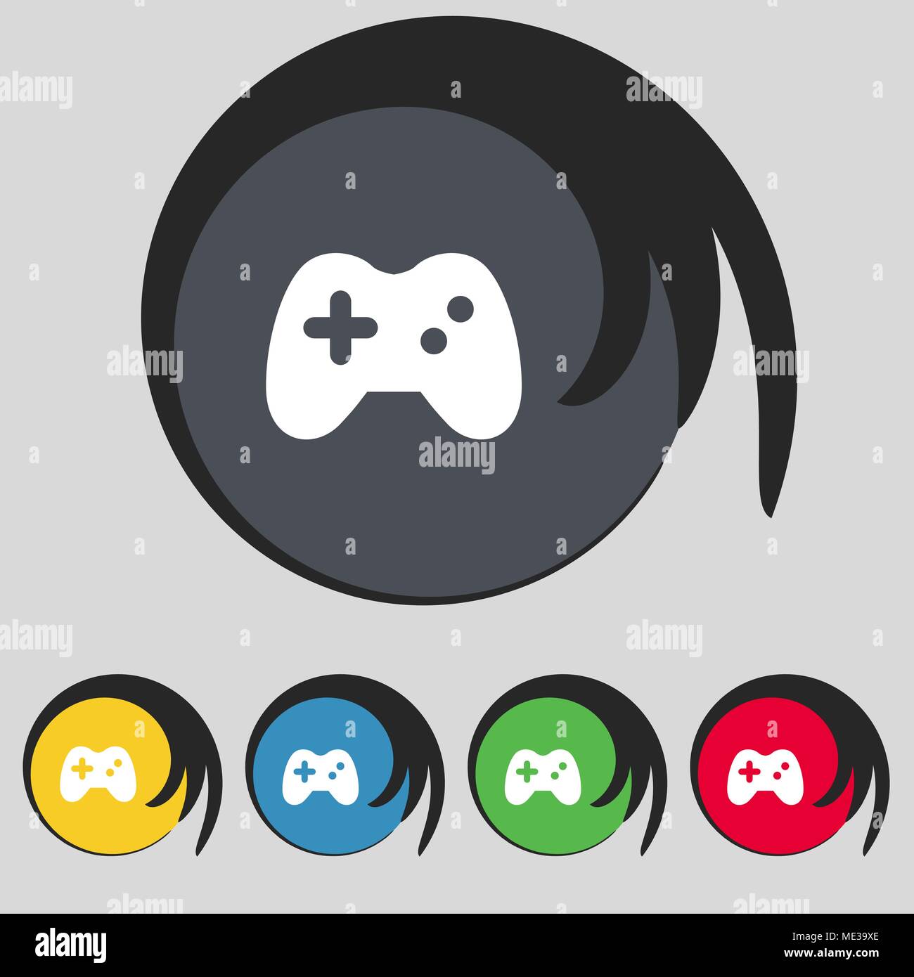 Joystick icon sign. Symbol on five colored buttons. Vector illustration ...
