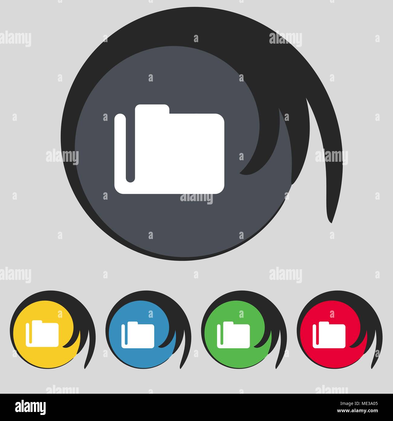 Document folder icon sign. Symbol on five colored buttons. Vector ...