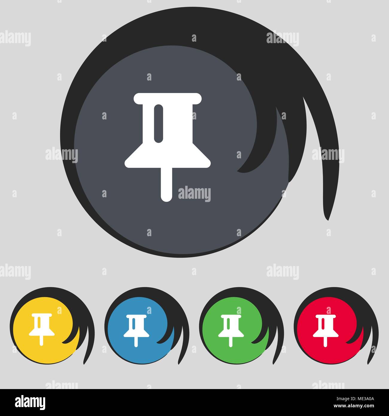 Map Pointer Gps Location Icon Sign Symbol On Five Colored Buttons Vector Illustration Stock