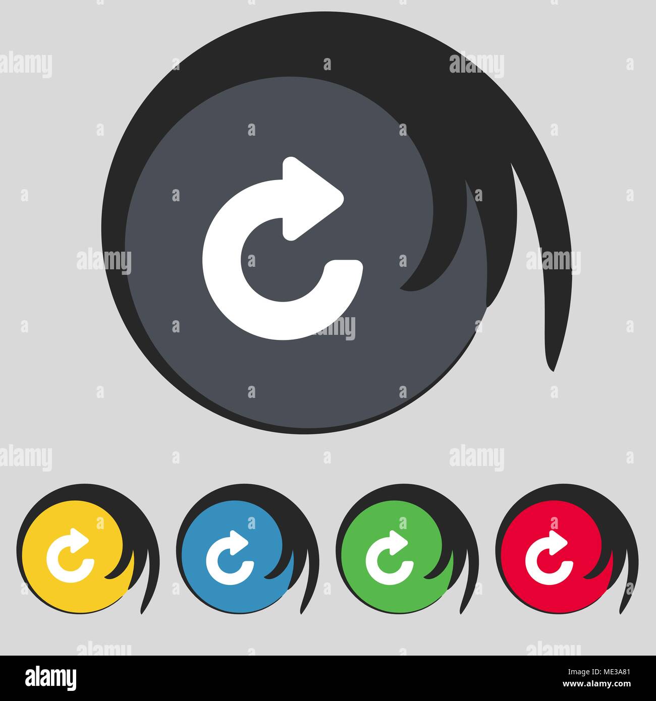 Upgrade, arrow icon sign. Symbol on five colored buttons. Vector ...