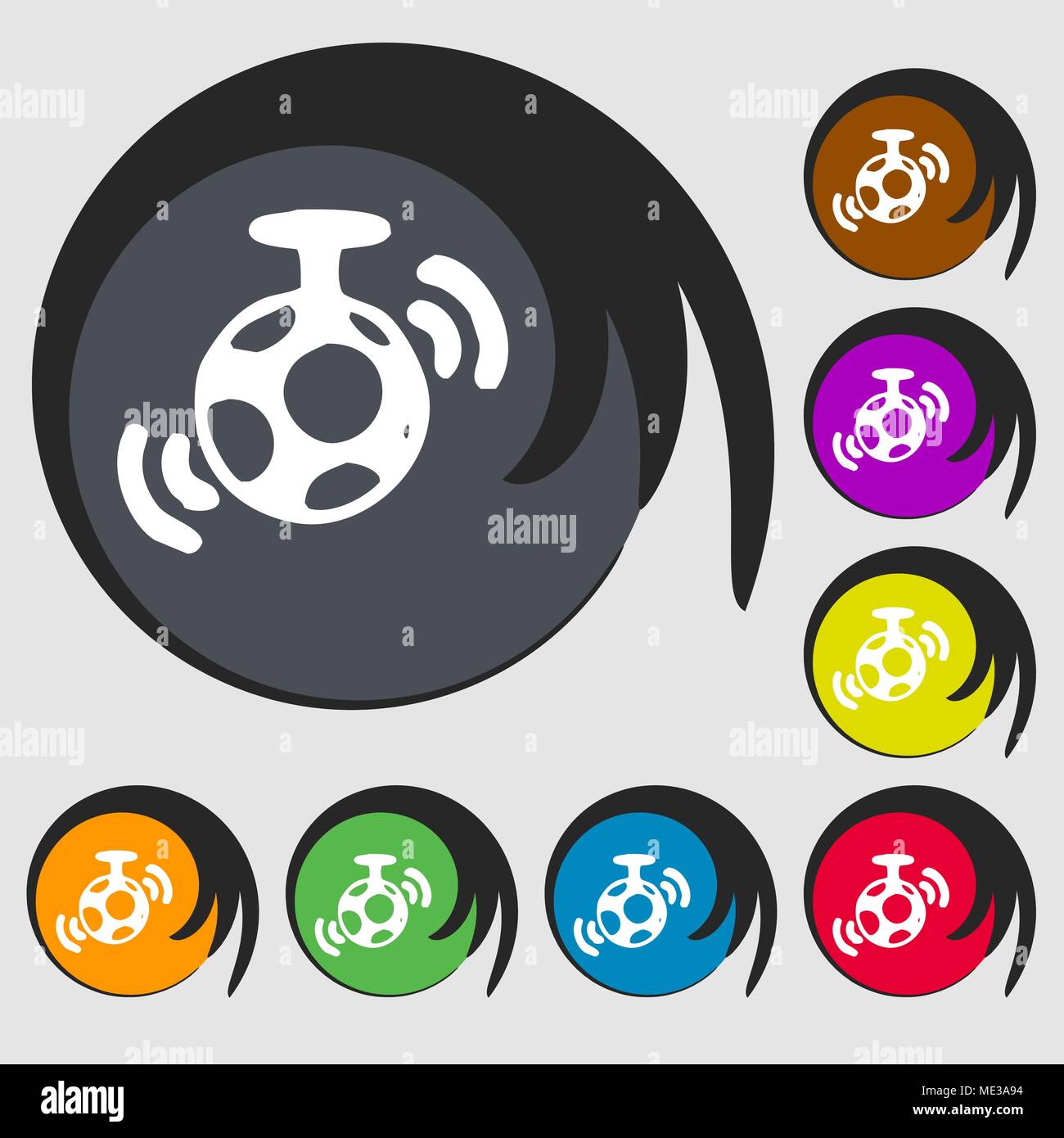 mirror ball disco icon sign. Symbol on eight colored buttons. Vector ...