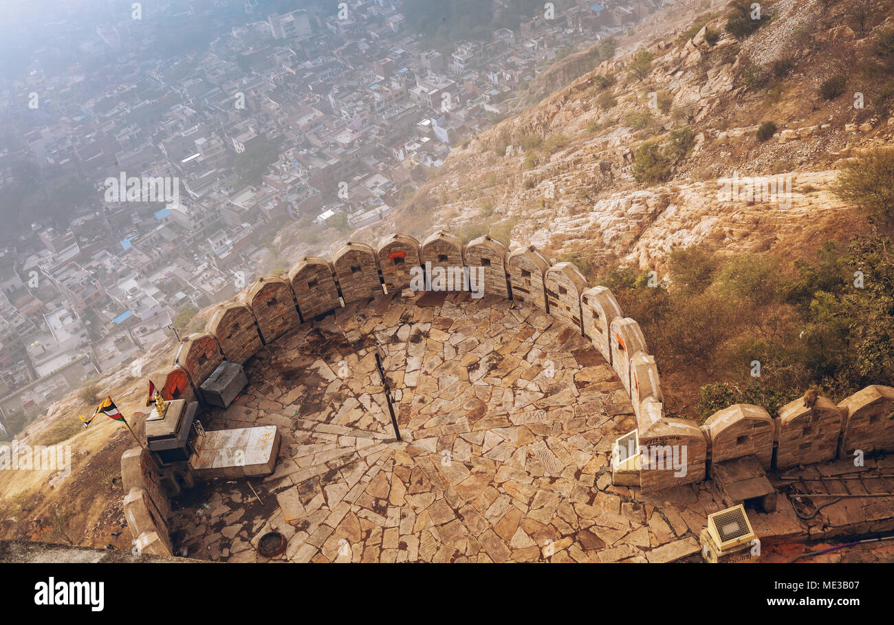 View of Jaipur cityscape as seen from Nahargarh Fort Rajasthan with ...