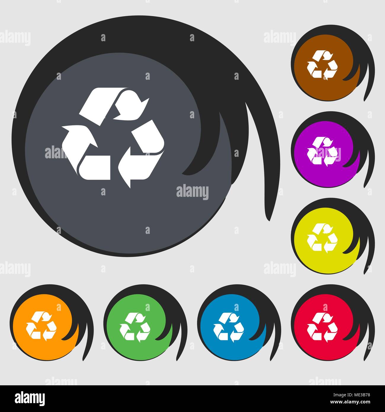 processing icon sign. Symbol on eight colored buttons. Vector ...