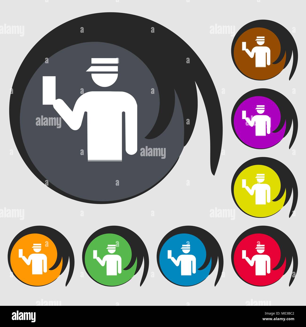 Inspector icon sign. Symbol on eight colored buttons. Vector ...