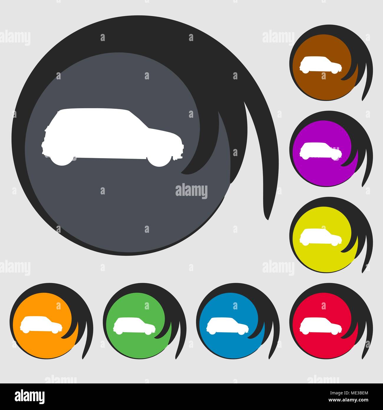 Jeep icon sign. Symbol on eight colored buttons. Vector illustration ...