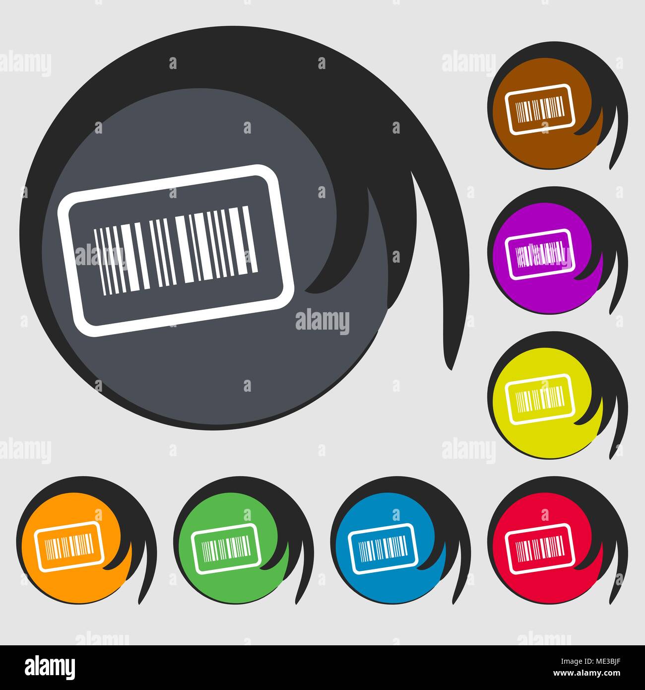 Barcode icon sign. Symbol on eight colored buttons. Vector illustration ...