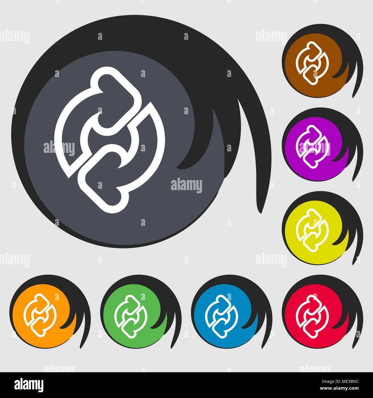 Refresh icon sign. Symbol on eight colored buttons. Vector illustration ...