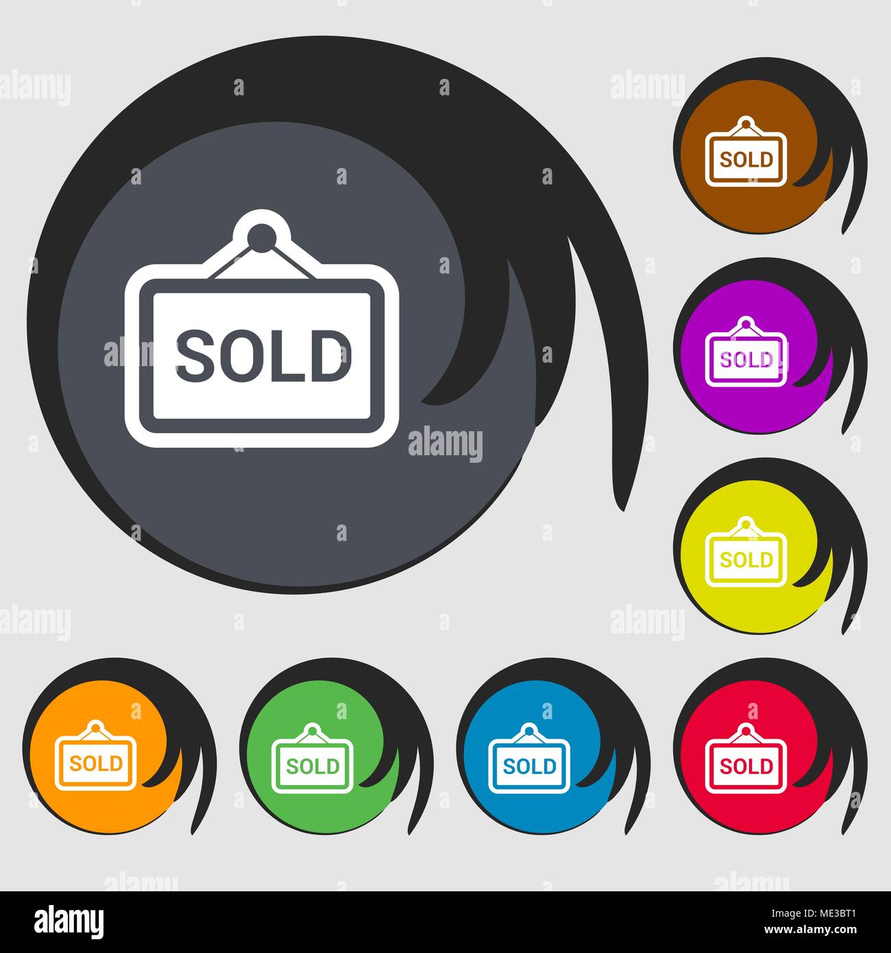 Sold icon sign. Symbol on eight colored buttons. Vector illustration ...