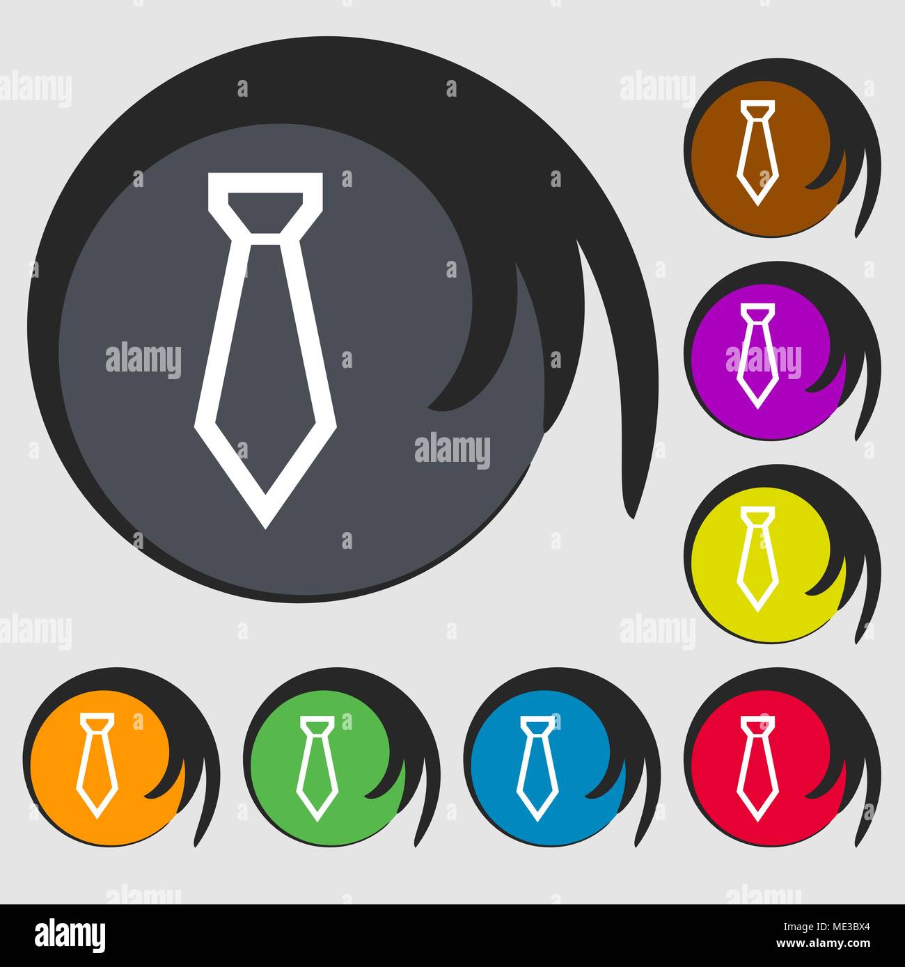 Tie icon sign. Symbol on eight colored buttons. Vector illustration ...