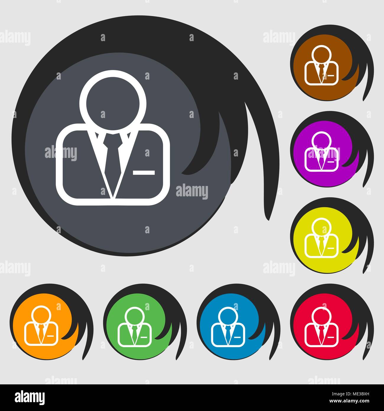 Avatar icon sign. Symbol on eight colored buttons. Vector illustration ...