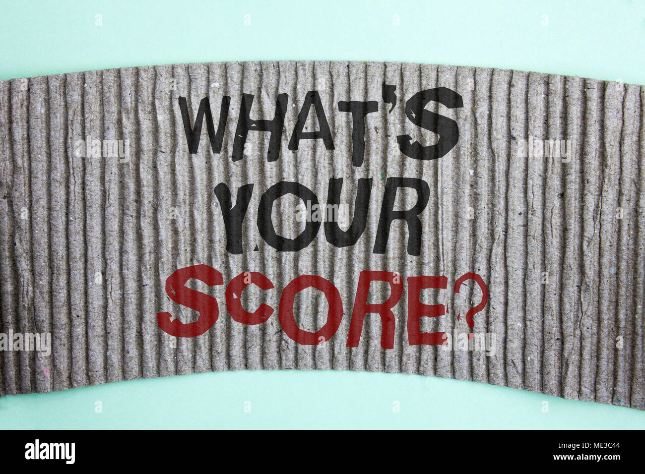 Handwriting text What Is Your Score Question. Concept meaning Tell ...