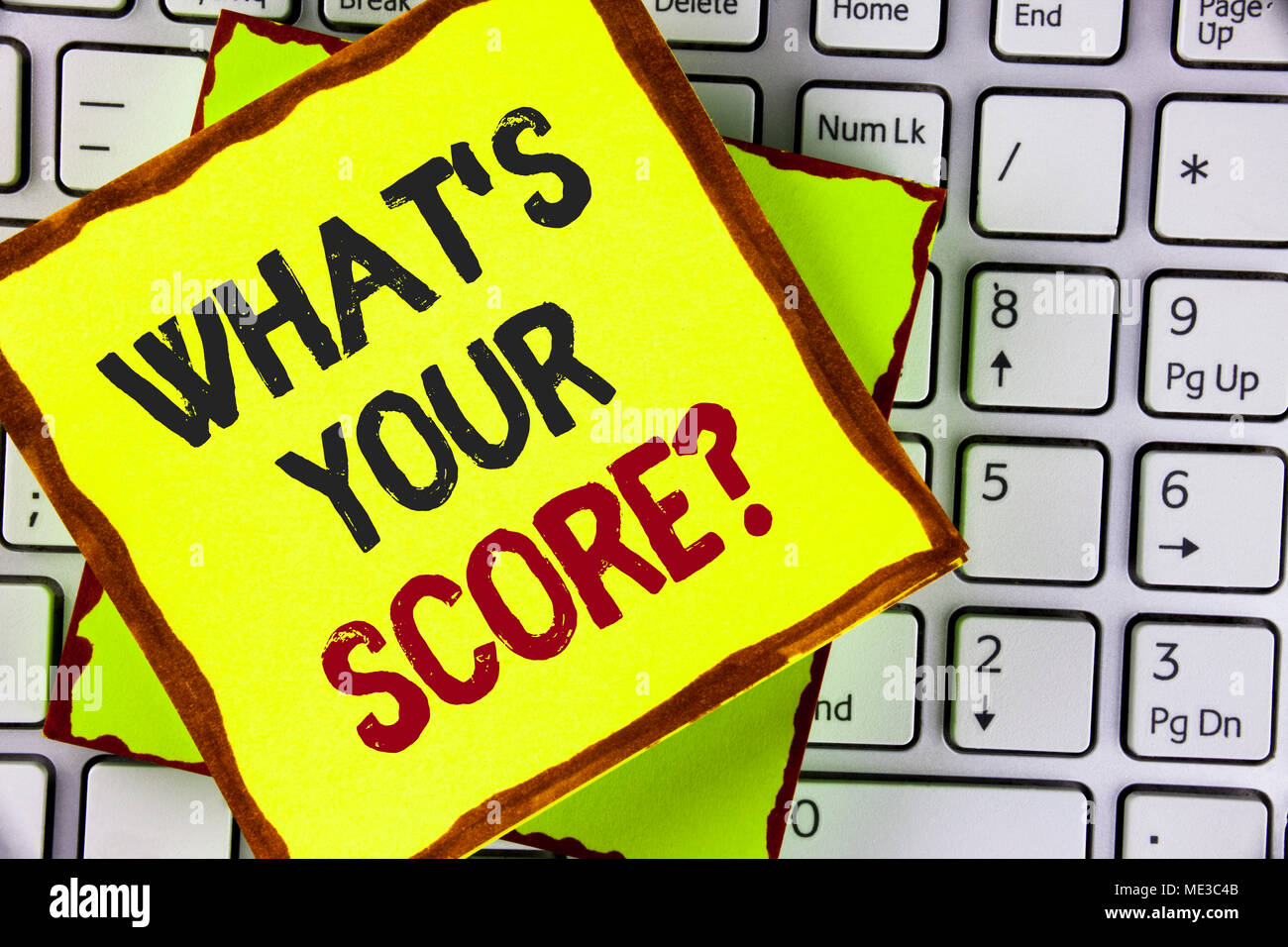 Text sign showing What Is Your Score Question. Conceptual photo Tell ...