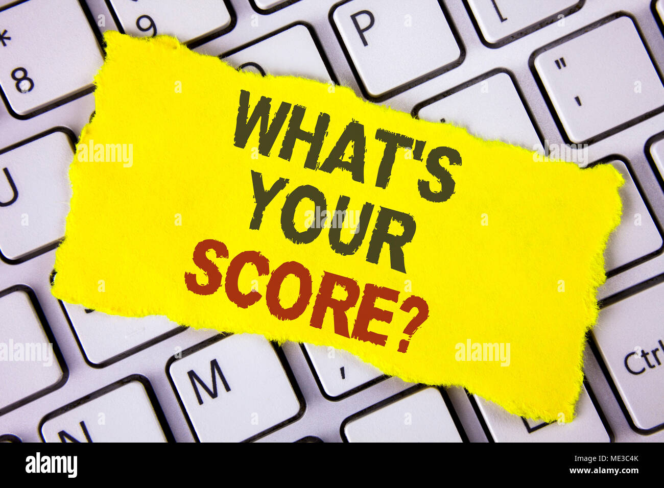 Text sign showing What Is Your Score Question. Conceptual photo Tell ...