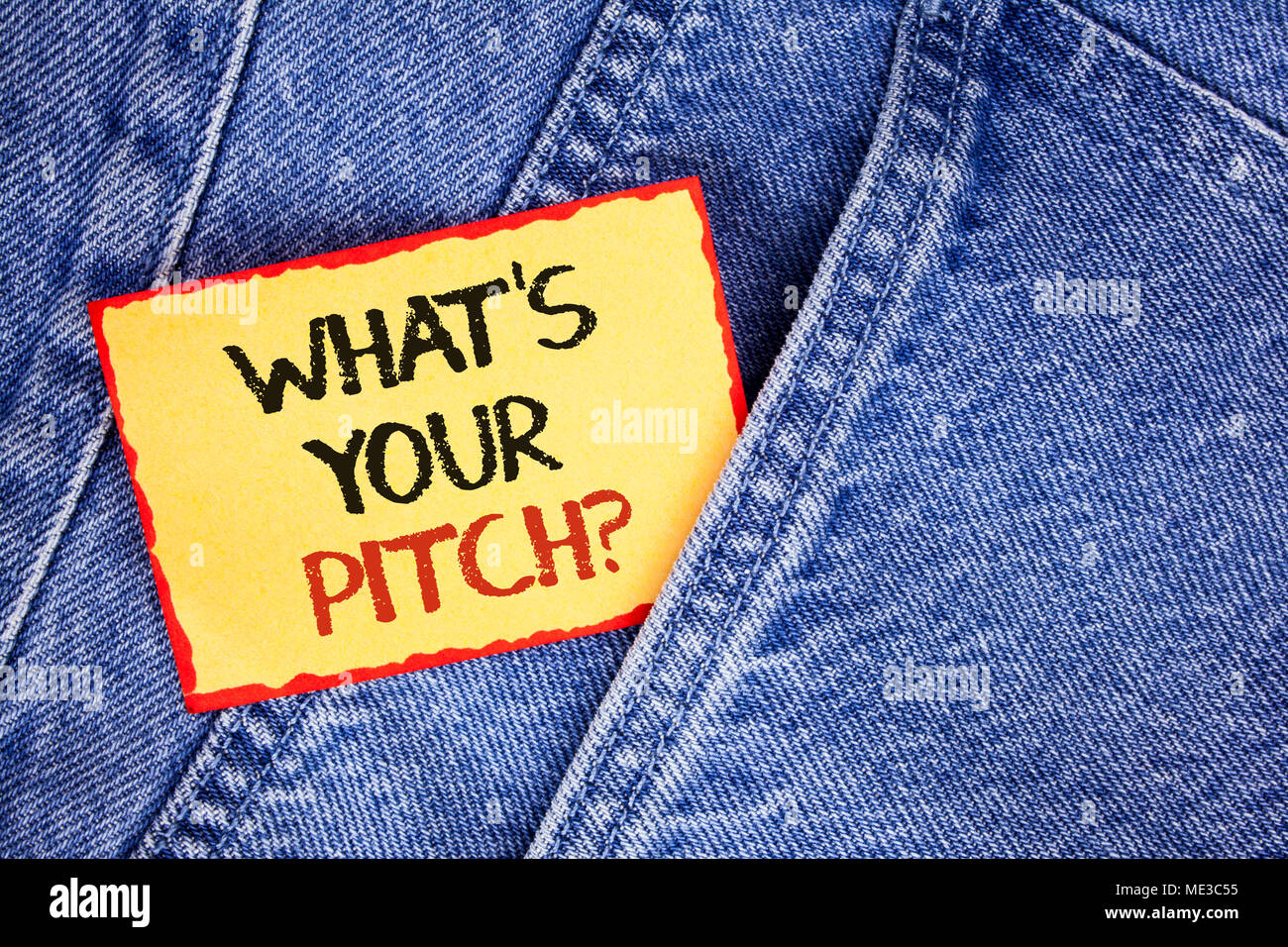 Writing note showing What Is Your Pitch Question. Business photo ...