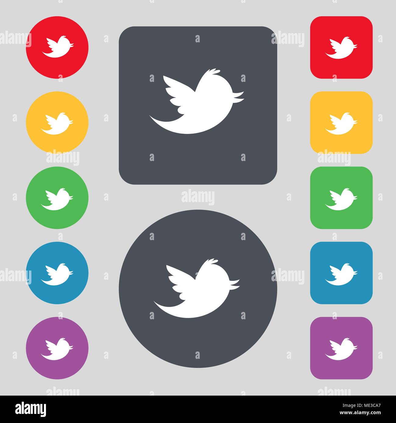 Social media, messages twitter retweet icon sign. A set of 12 colored ...